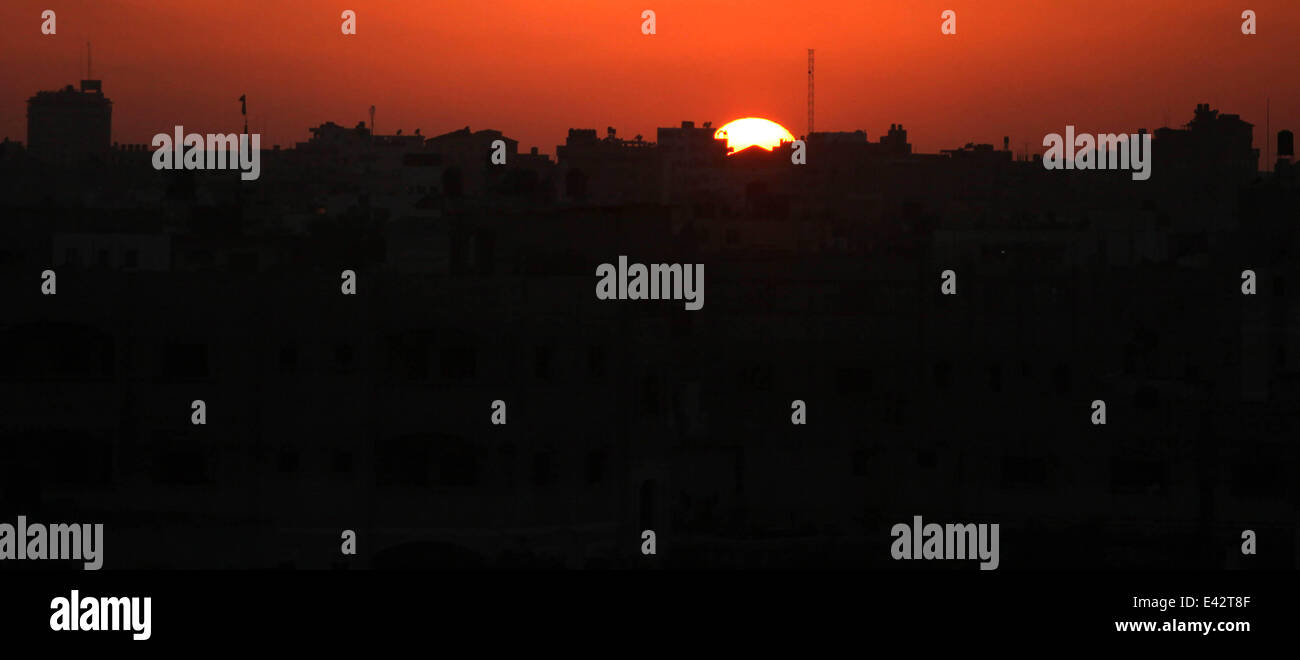 July 2, 2014 - Gaza, Palestinian Territories - Sunset in Gaza City, on ...