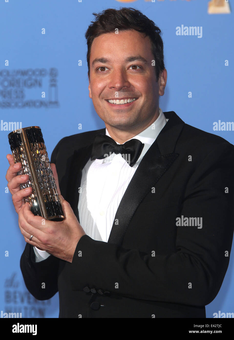71st Annual Golden Globes - Press Room Featuring: Jimmy Fallon Where ...