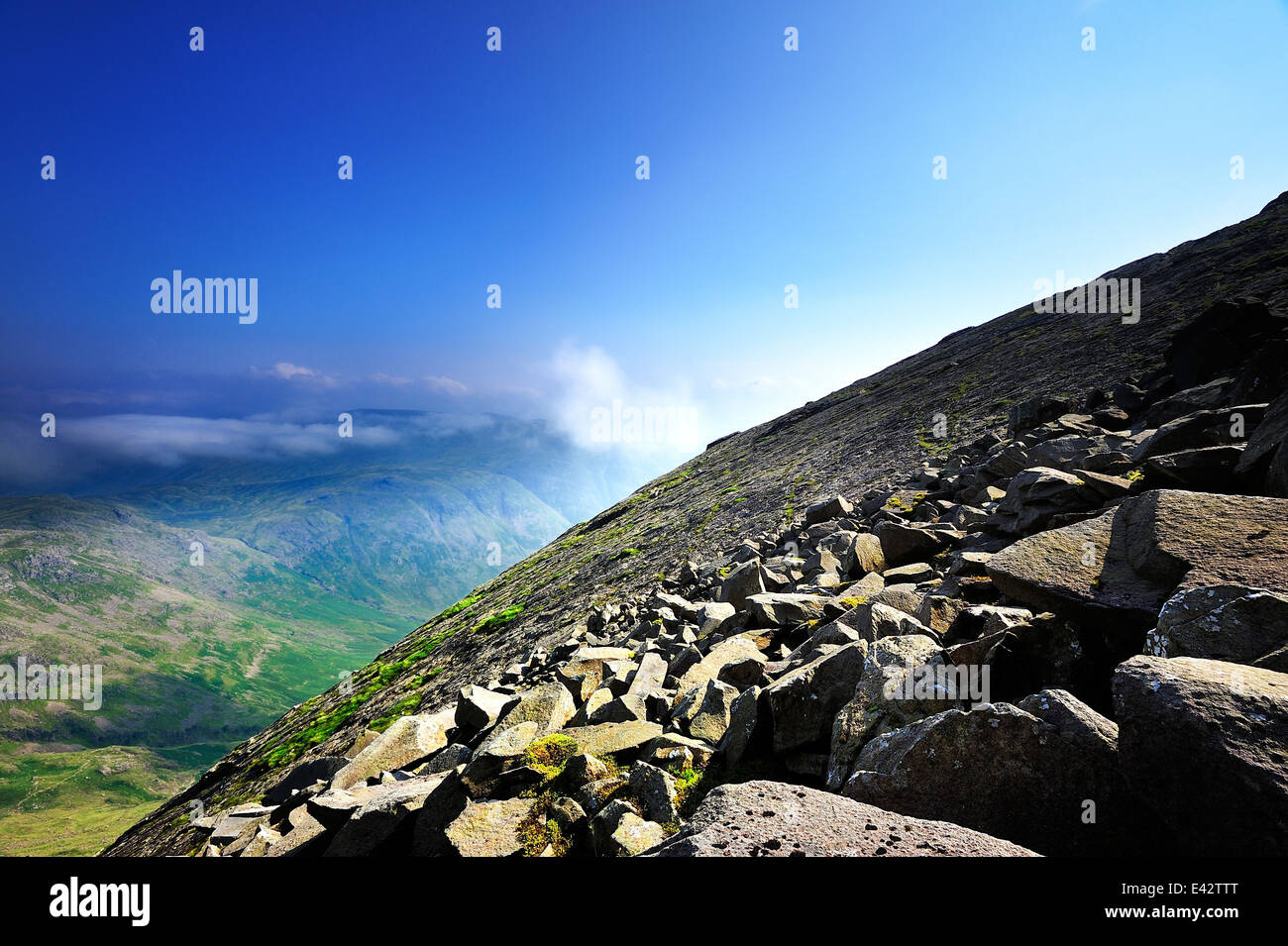 Mickledene Valley from the Great slab of Bowfell Stock Photo - Alamy