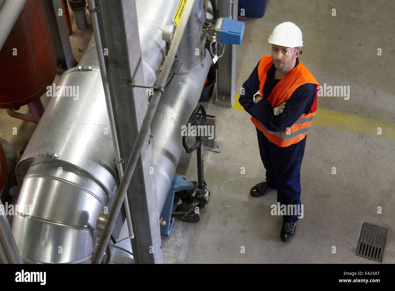 High angle portrait of male technician in power station Stock Photo - Alamy