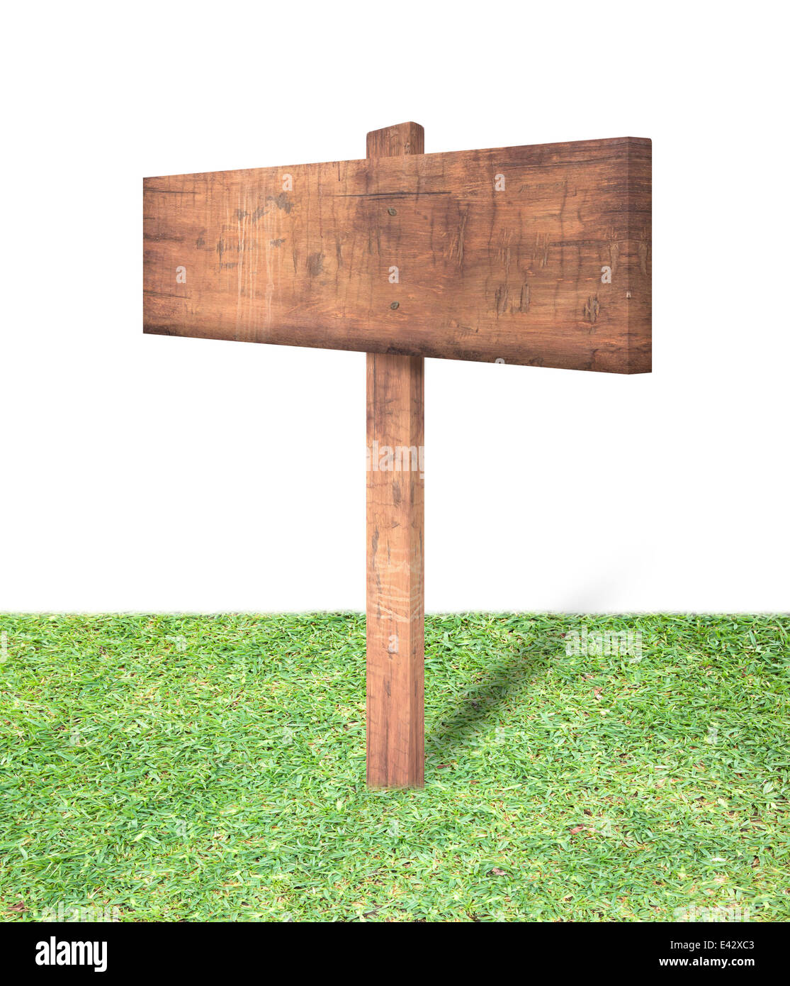 Wooden sign with green grass isolated on a white background Stock Photo ...