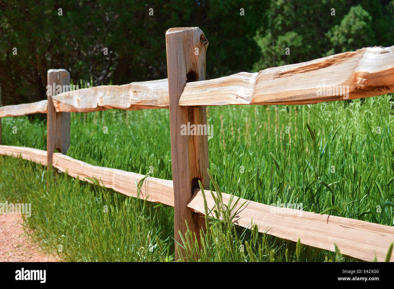 Wooden fence along park hi-res stock photography and images - Alamy