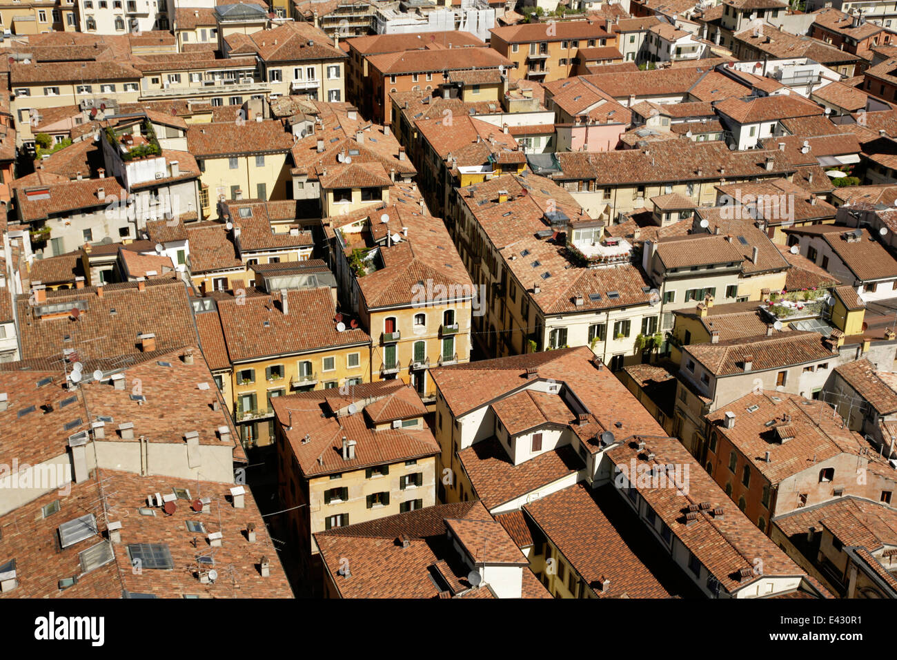 Traditional terracotta tiled roofs, Verona, Italy Stock Photo - Alamy