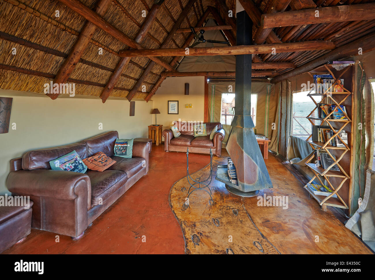 interior view of Xaus Lodge in Kgalagadi Transfrontier Park, Kalahari ...