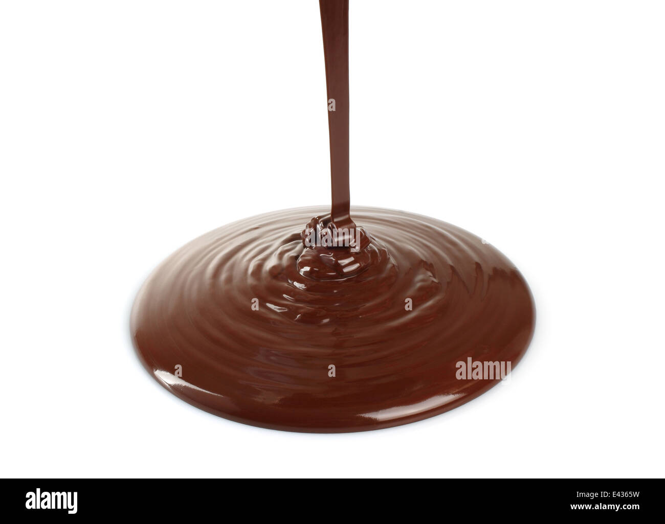 Chocolate flow on white background Stock Photo - Alamy