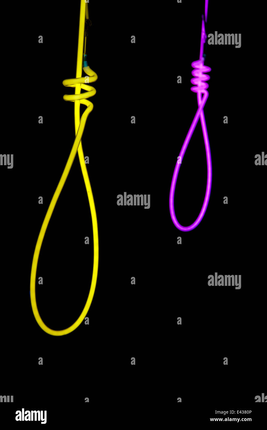 Neon hangman's nooses Stock Photo - Alamy