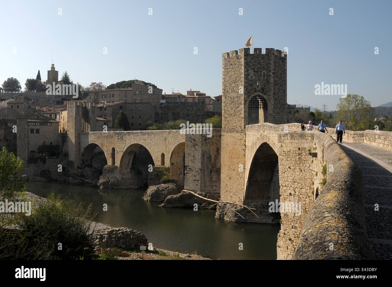 Romanesque bridge over Fluvia River , 12th Century town of Besalu ,La ...