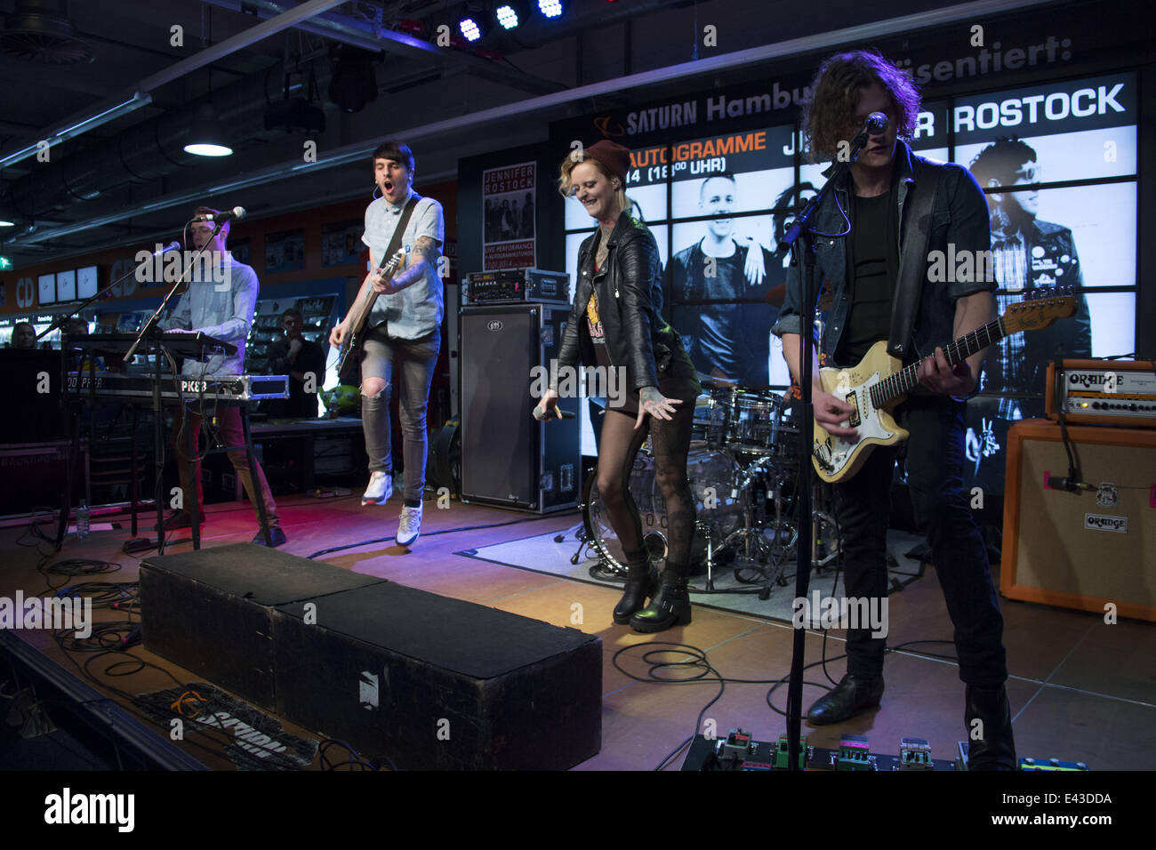 Jennifer Rostock signing autographs for fans at Saturn Hamburg-Altstadt ...