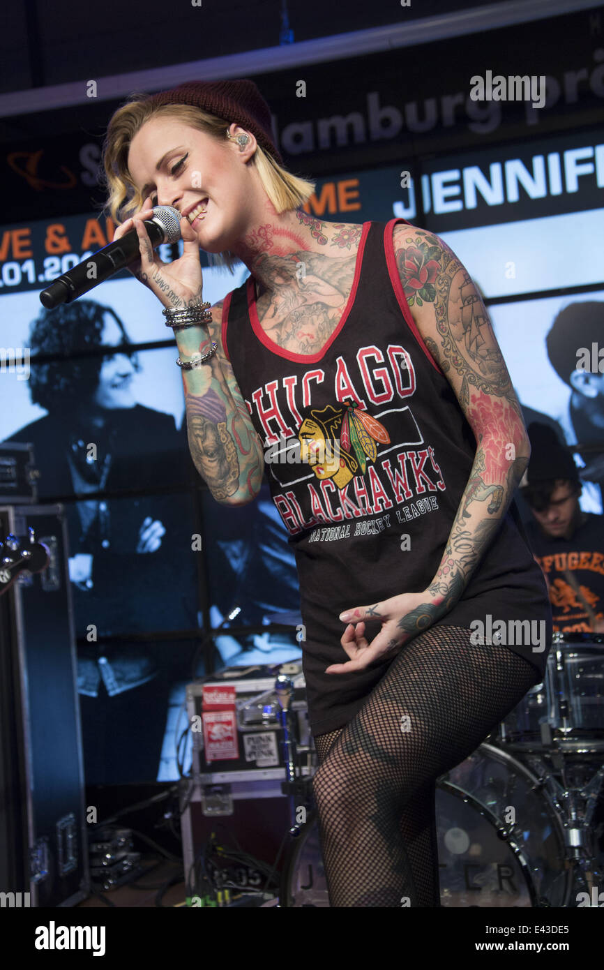 Jennifer Rostock signing autographs for fans at Saturn Hamburg-Altstadt ...