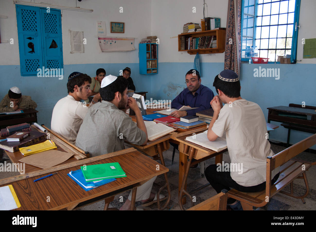 Jewish boys being taught in a Jewish school , Djerba Tunisia Stock ...