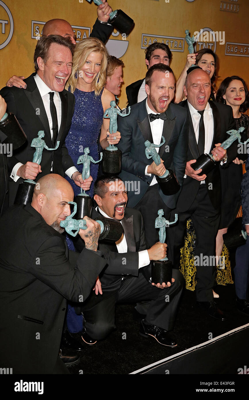 Celebrities pose with awards at 20th Annual Screen Actors Guild Awards ...