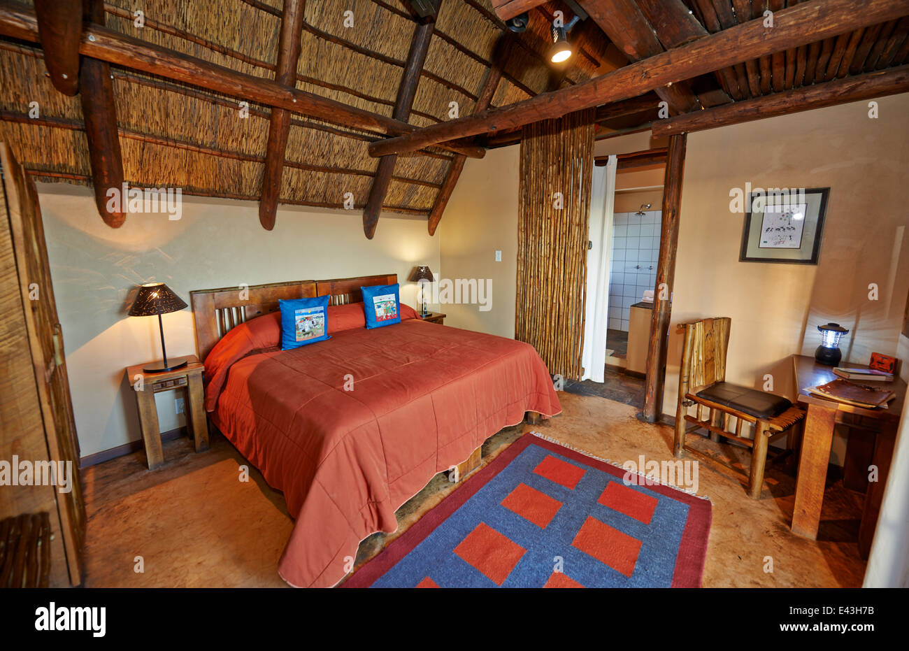 interior view of room in Xaus Lodge in Kgalagadi Transfrontier Park ...