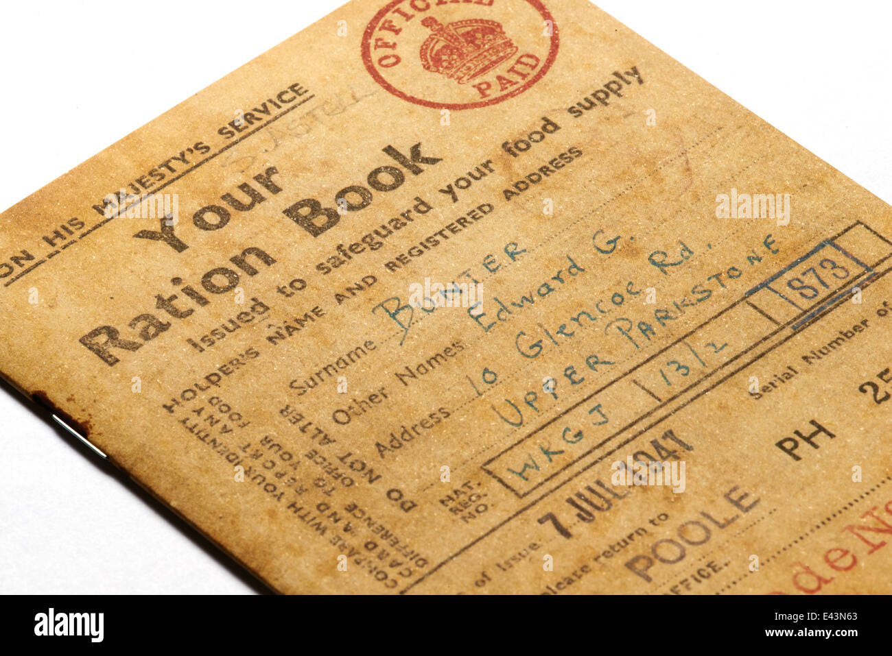 United Kingdom second world war ration book Stock Photo - Alamy