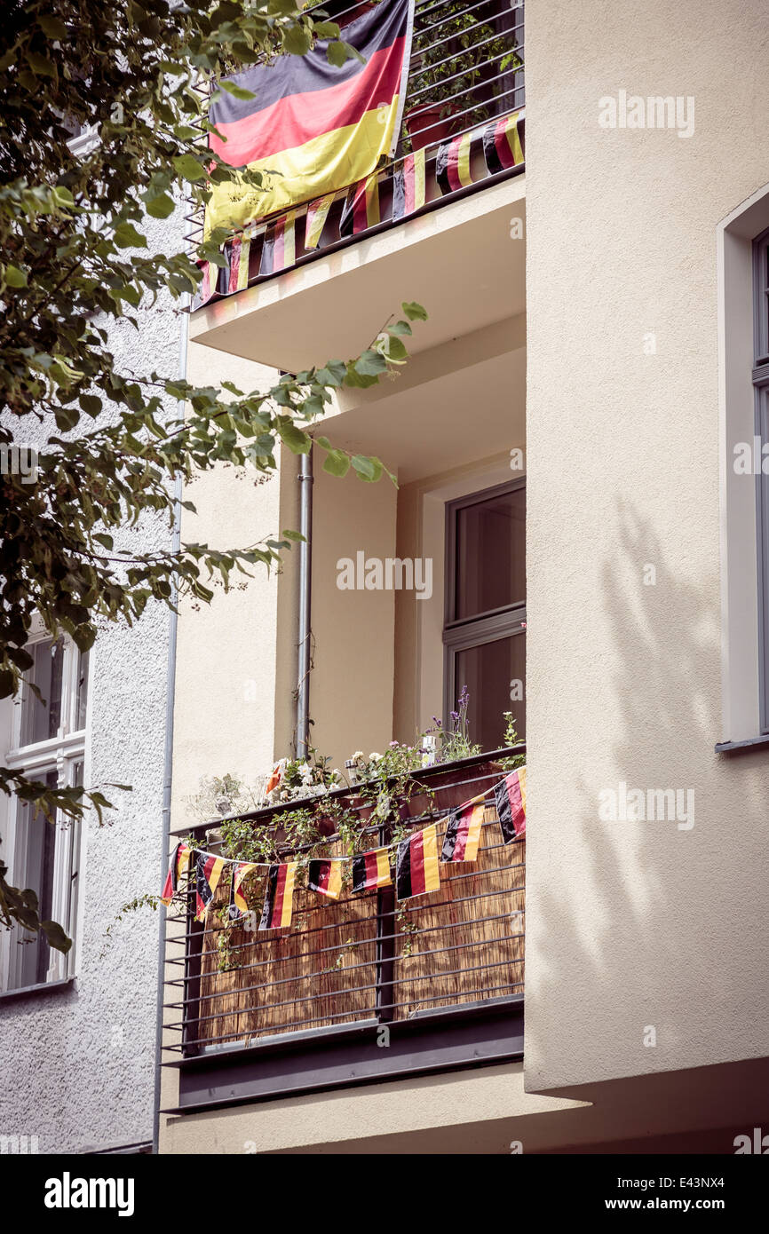 german flag on a balcony in berlin germany Stock Photo - Alamy