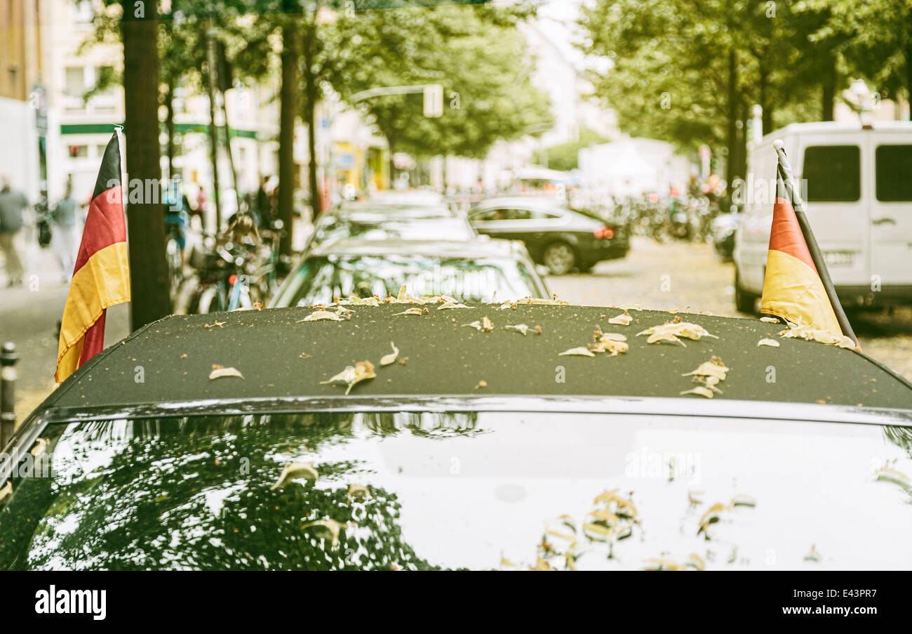 vintage photo of some german flags on a car Stock Photo - Alamy