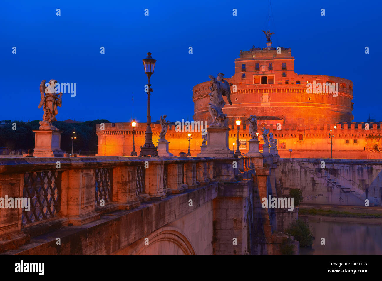Sant Angelo Bridge,Castel sant Angelo, Sant Angelo Castel at Dusk, Mausoleum of Hadrian, Rome ...