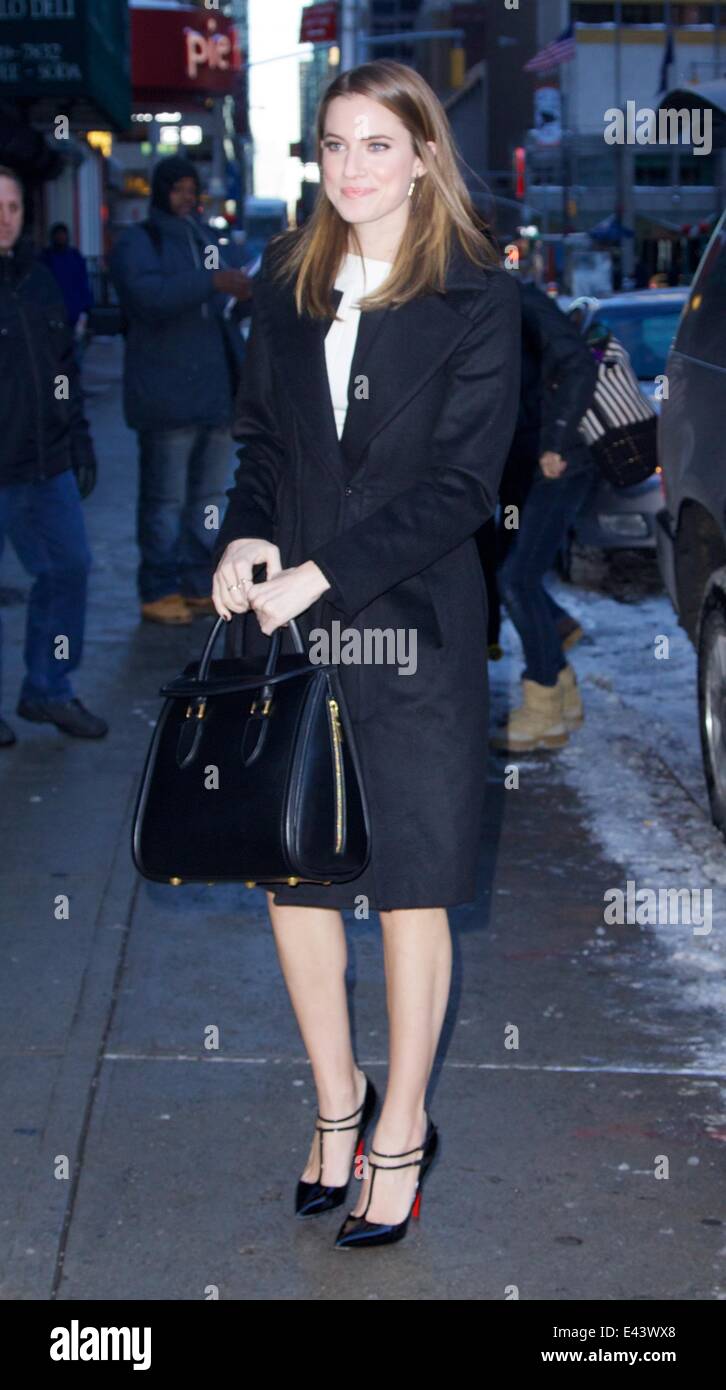 Allison Williams arrives at The Late Show with David Letterman in New ...