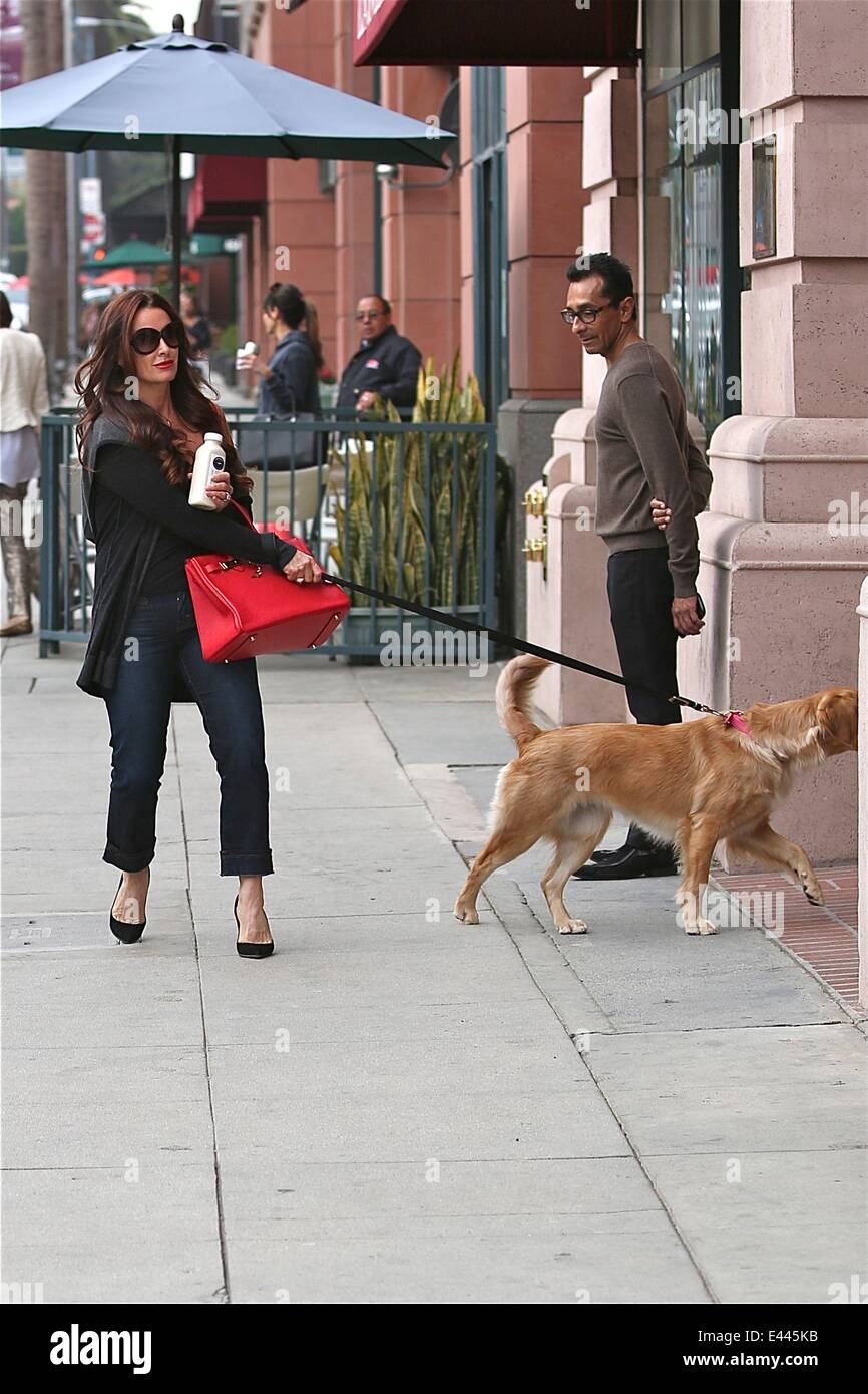 Kyle Richards walks her dog Bambi in Beverly Hills Featuring: Kyle ...