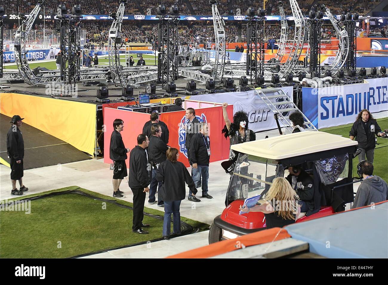 KISS perform live at the Dodgers Stadium ahead of the game between Los ...