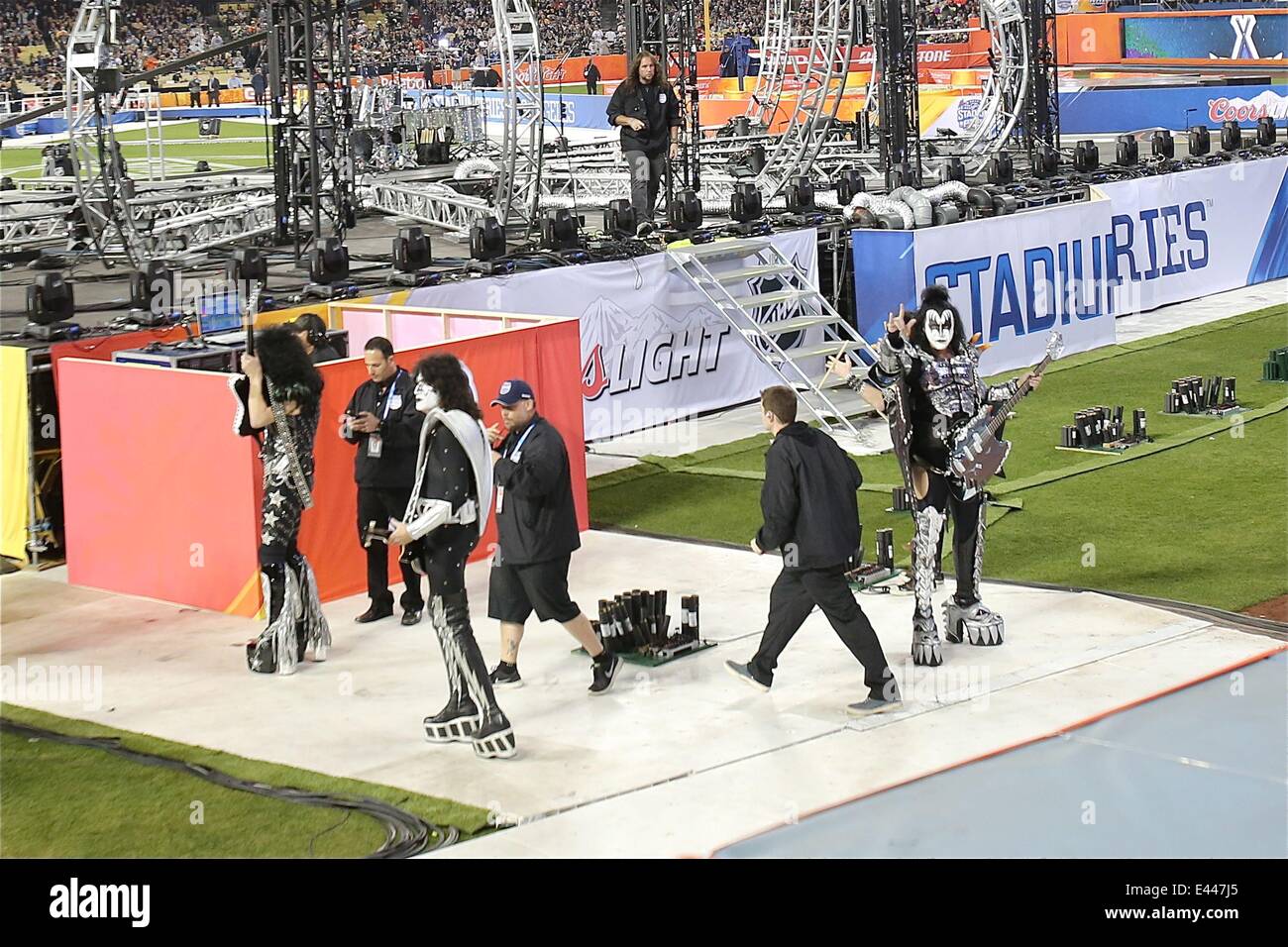 KISS perform live at the Dodgers Stadium ahead of the game between Los ...