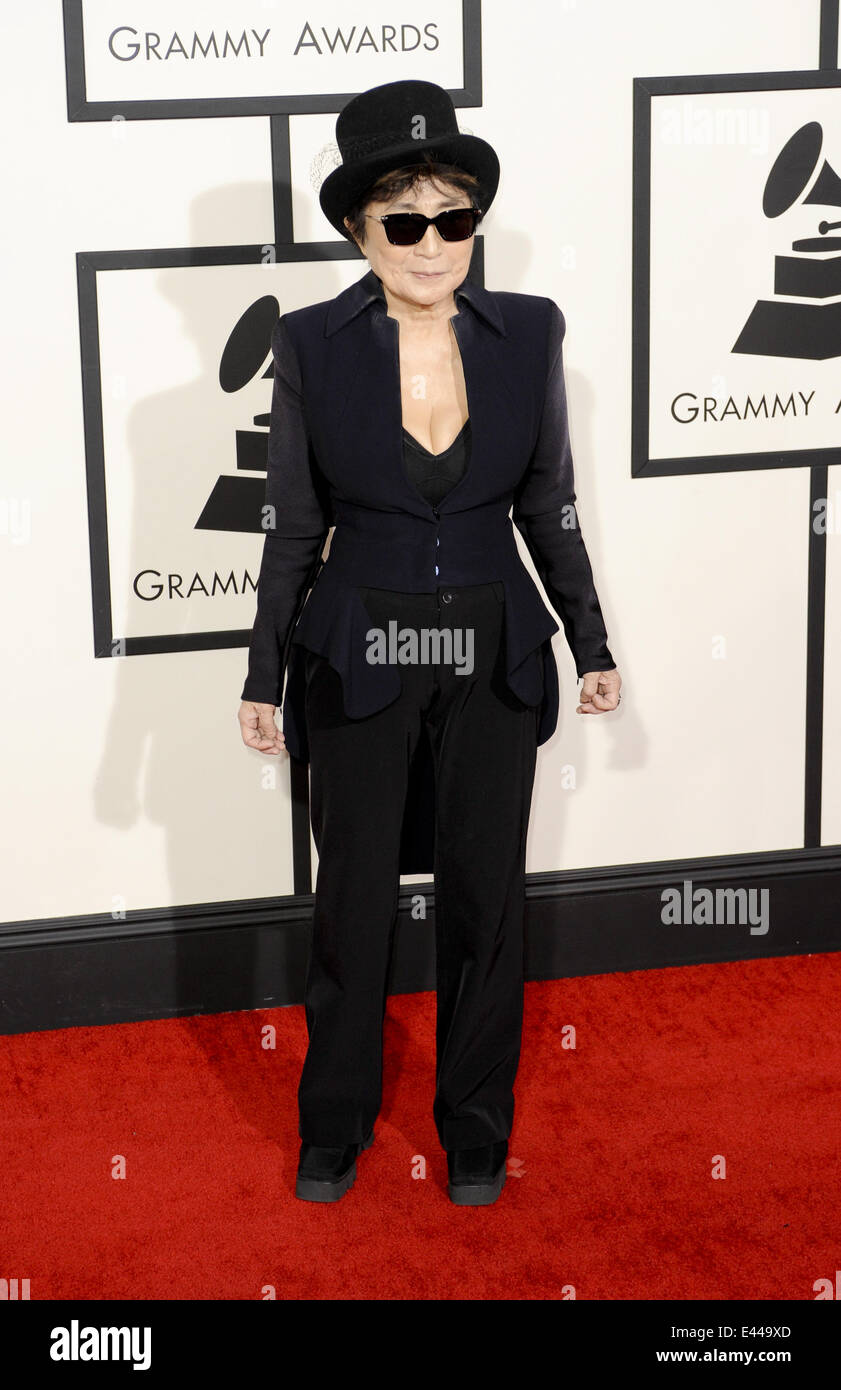 56th Grammy Awards Arrivals Featuring Yoko Ono Where Los Angeles