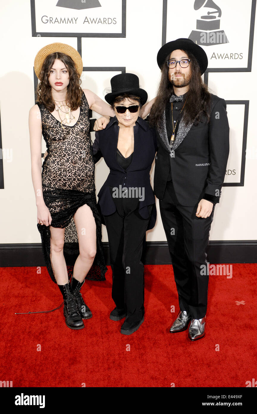 56th Grammy Awards Arrivals Featuring Yoko Ono Sean Lennon Where