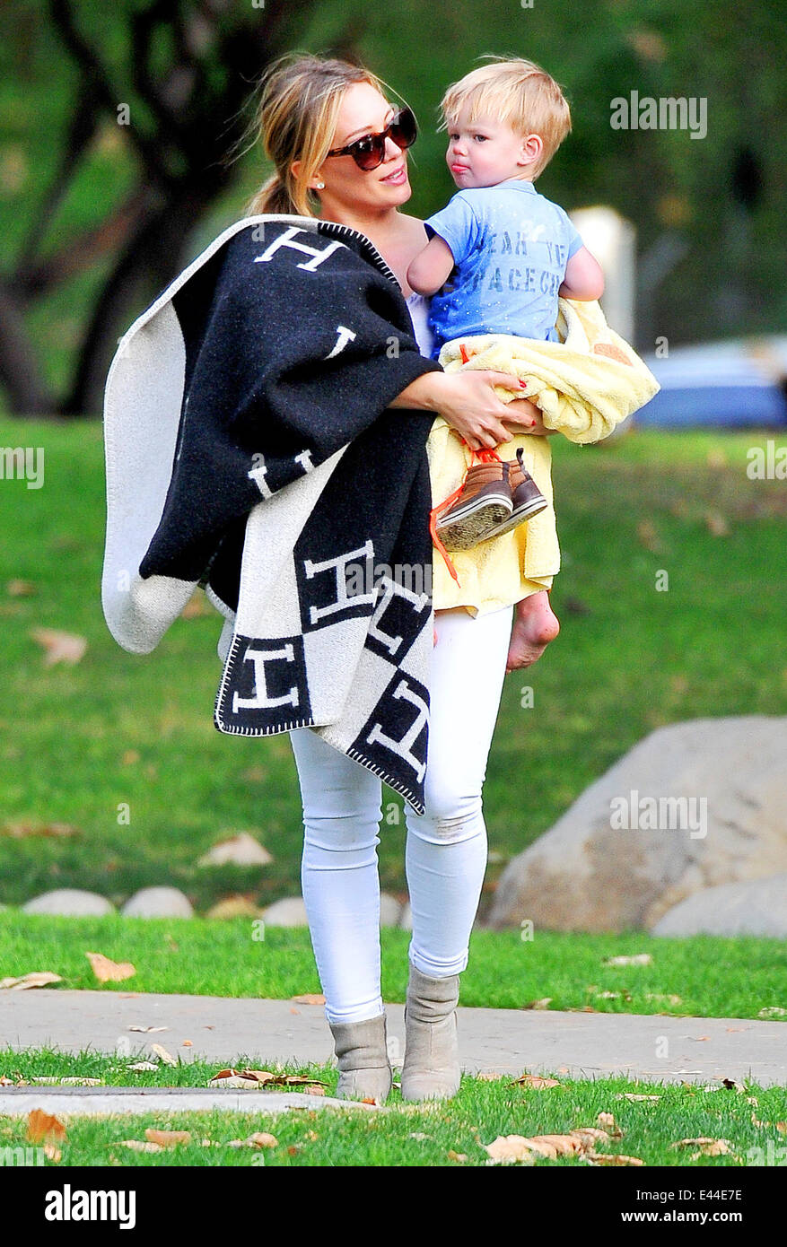 Hilary Duff spends quality time with her son Luca at a local park in ...