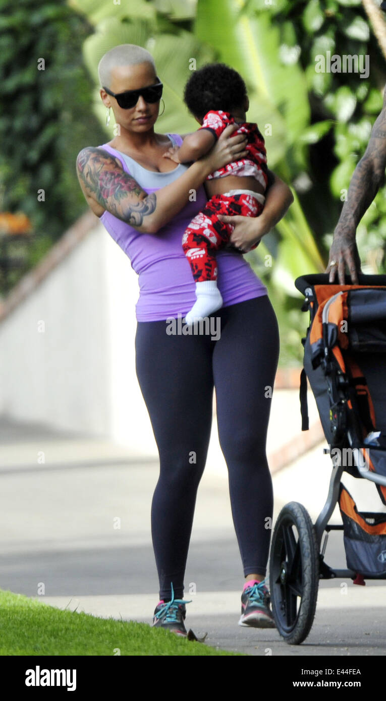 American rapper Wiz Khalifa takes his wife and son Sebastian on a hike ...