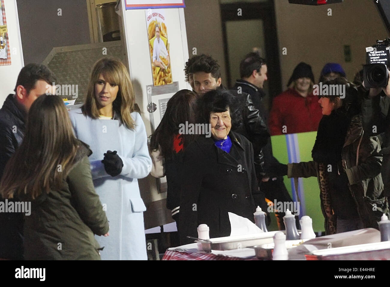 Alex Jones filming outside BBC Studios for 'The One Show.' During the ...