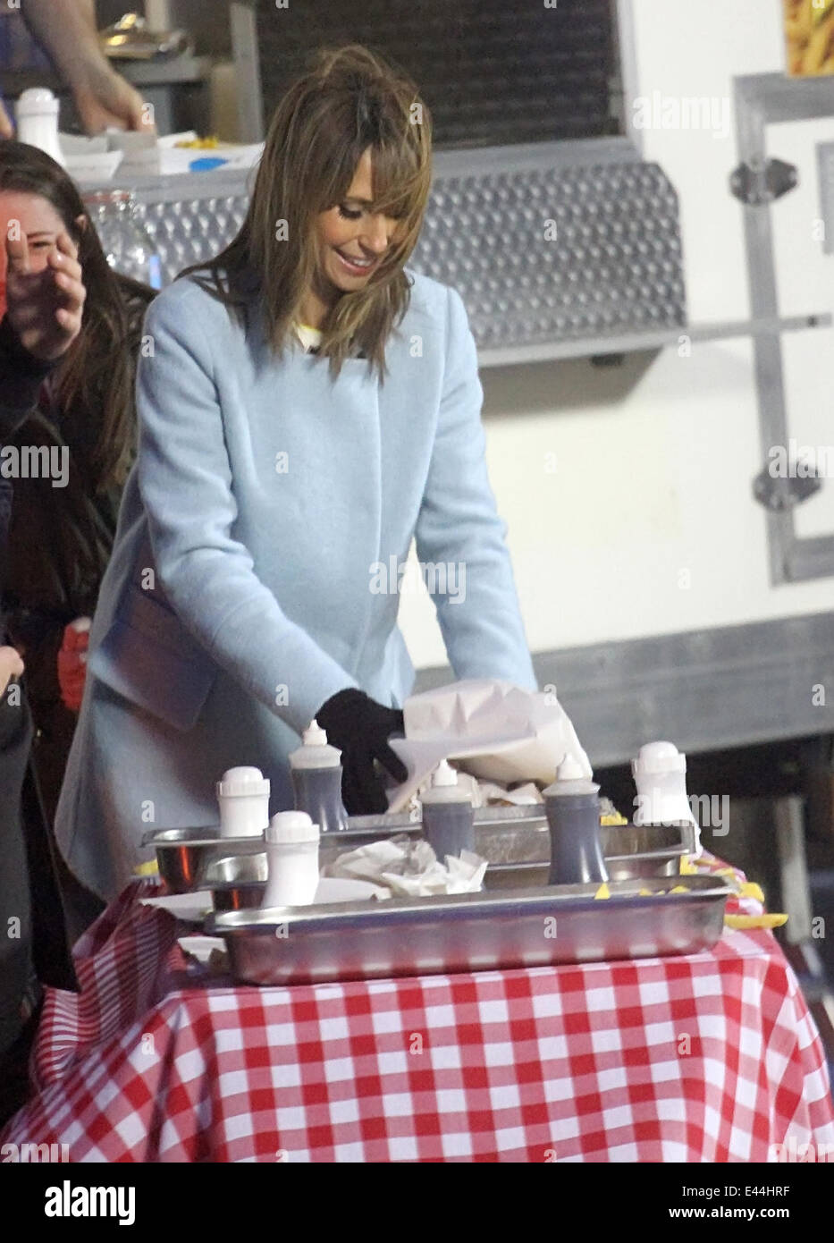 Alex Jones filming outside BBC Studios for 'The One Show.' During the ...