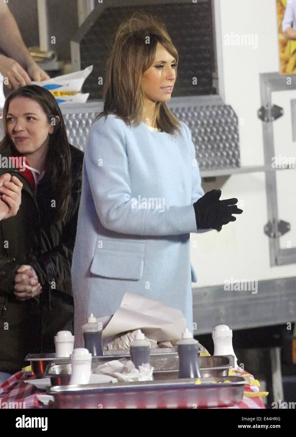 Alex Jones filming outside BBC Studios for 'The One Show.' During the ...