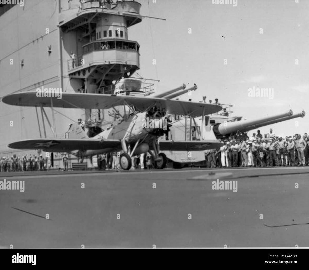 Photograph of the Martin BM2 aircraft taking off from an aircraft ...