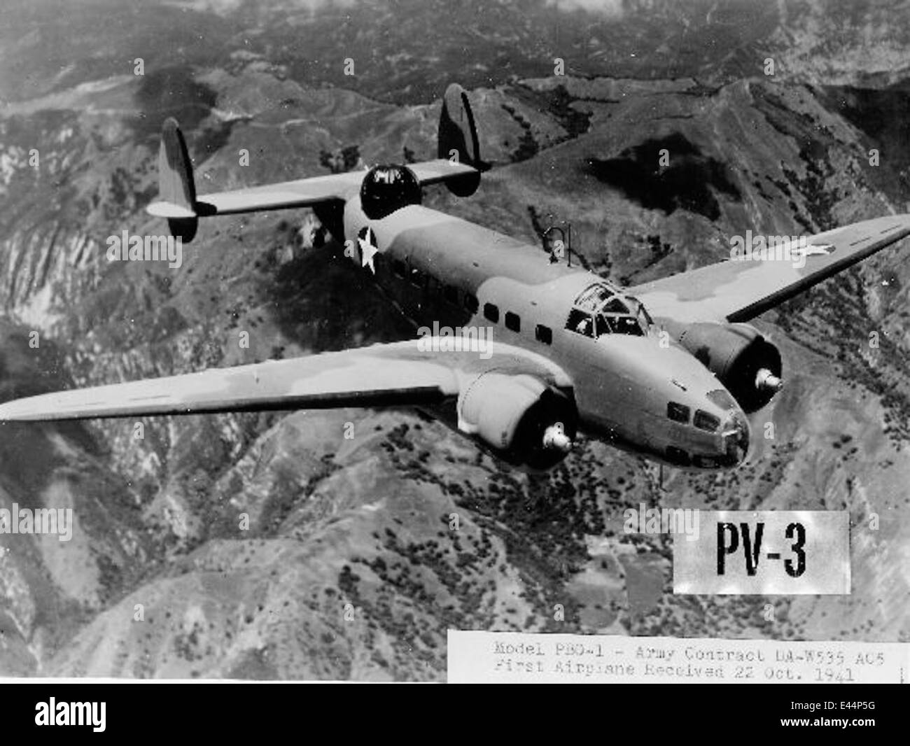 A photograph of the Lockheed PBO-1, a twin-engine patrol bomber used by ...