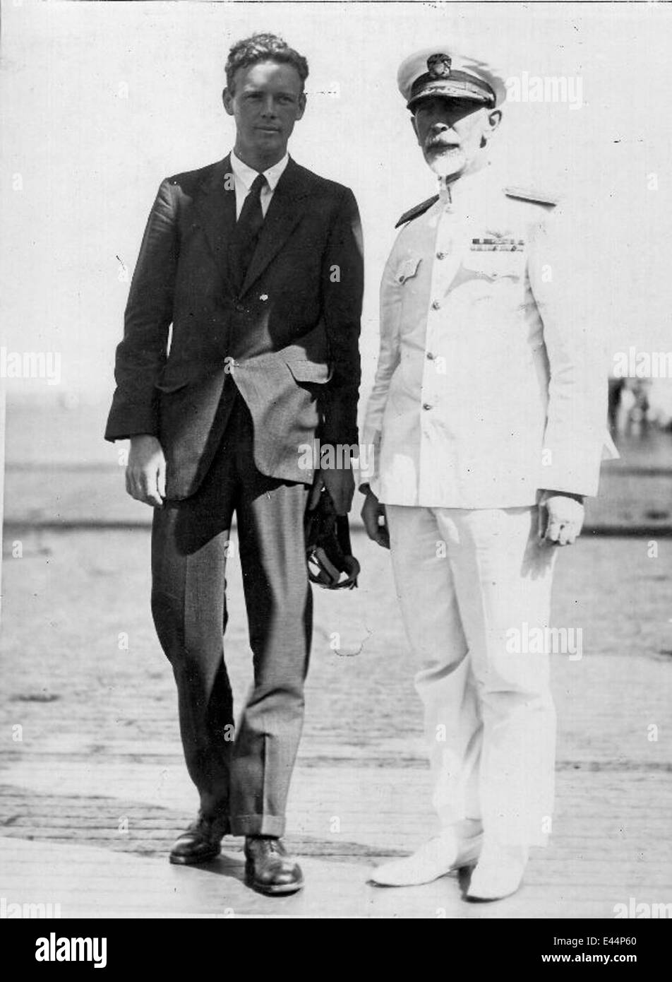 A photograph featuring Charles A. Lindbergh and Admiral Joseph M ...