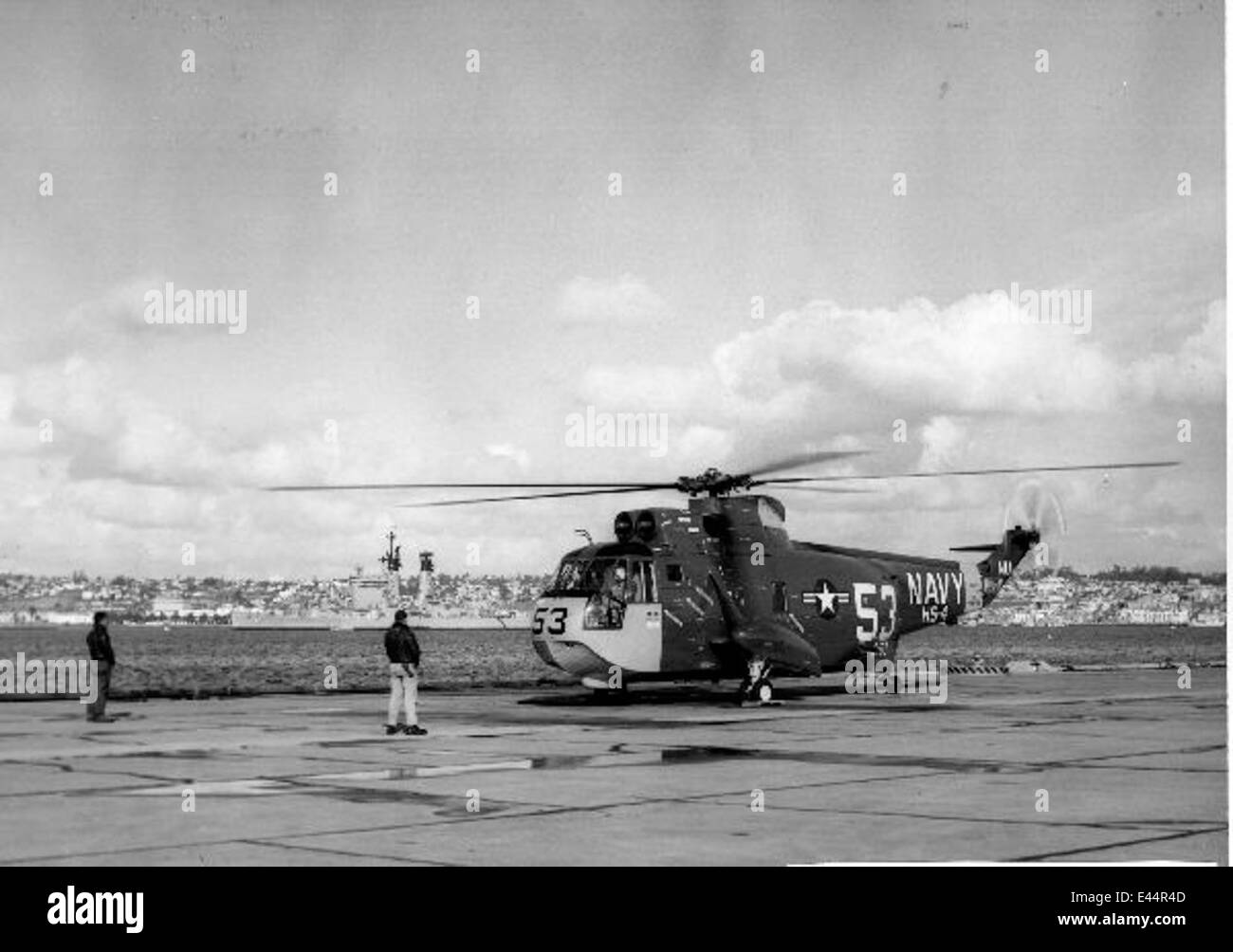 Helicopter on the ramp Black and White Stock Photos & Images - Alamy