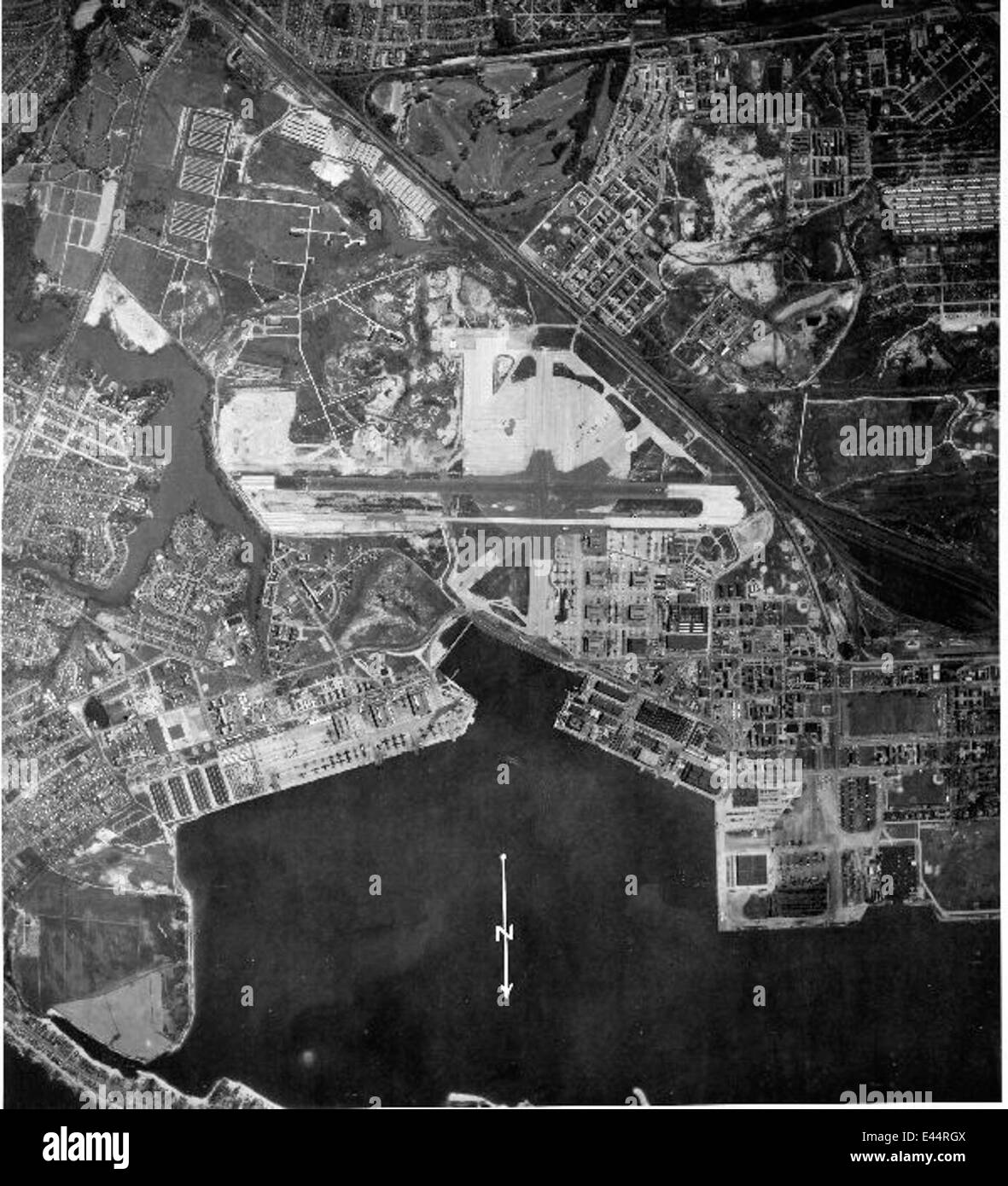 A photograph taken at NAS Norfolk in 1955, depicting military aviation ...