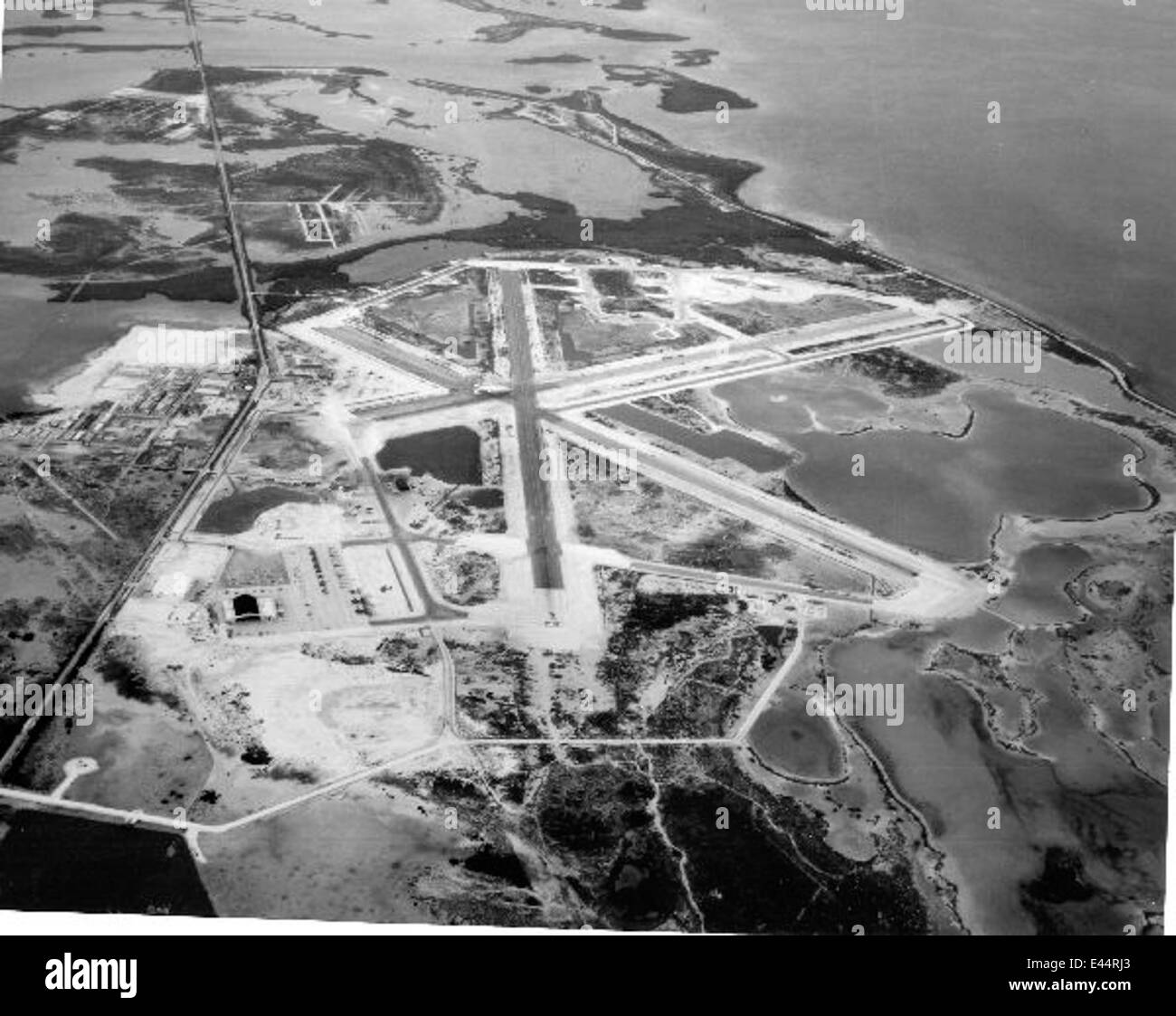 A historical photograph capturing an aerial or operational moment at ...