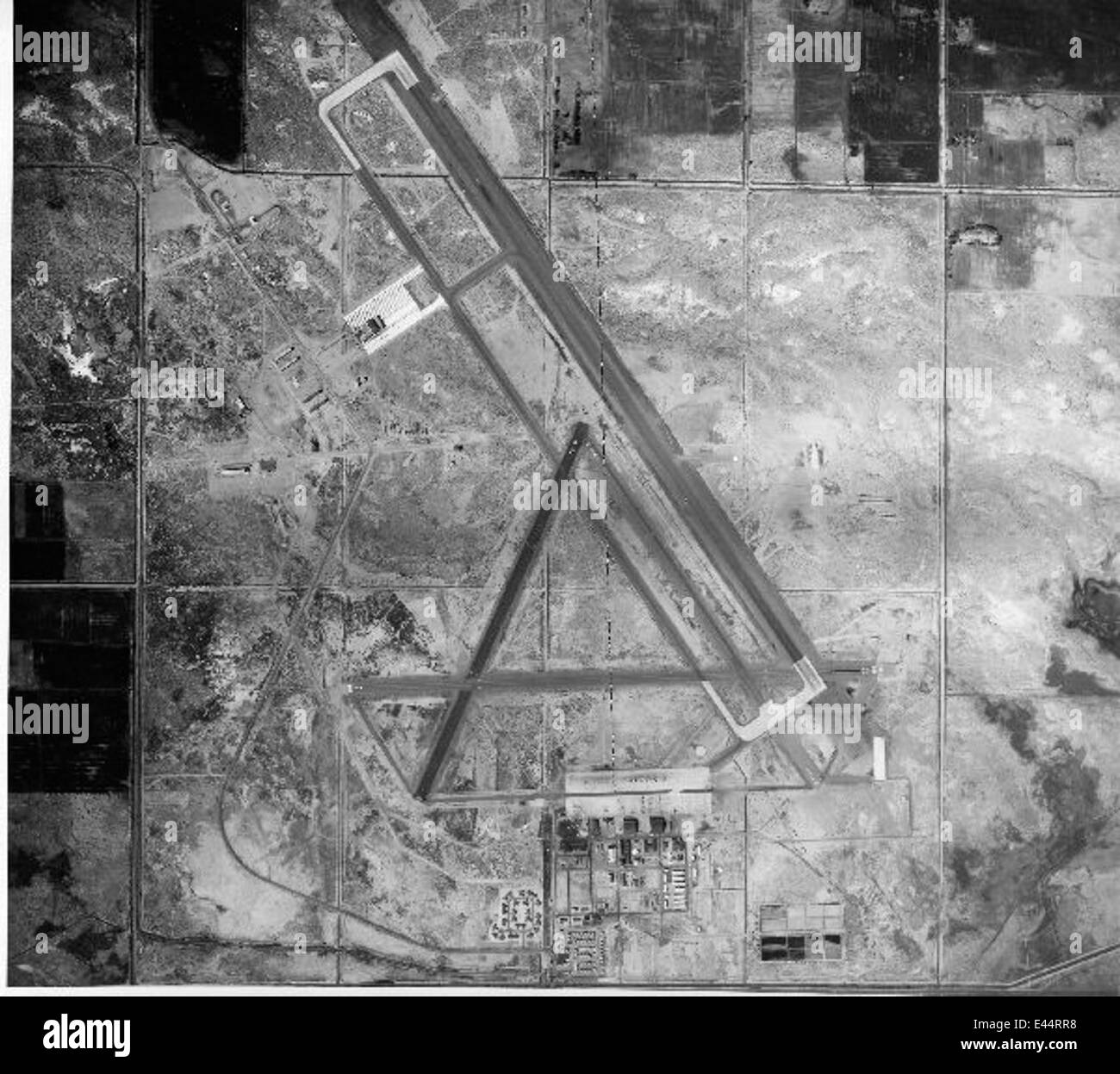 A photograph of the Naval Air Auxiliary Station (NAAS) Fallon overhead ...