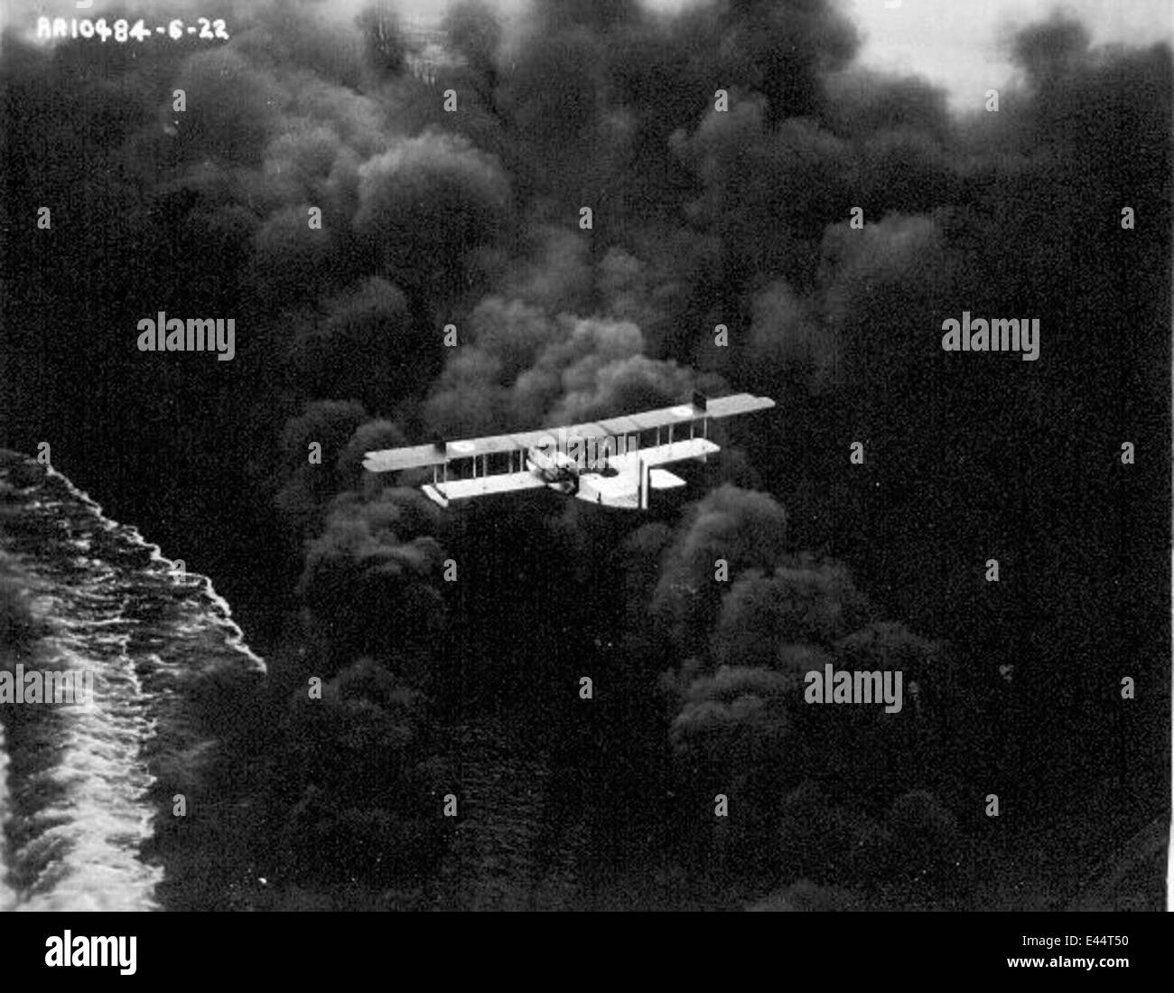 A photograph of a Curtiss H-16 flying boat, an early U.S. Navy aircraft ...