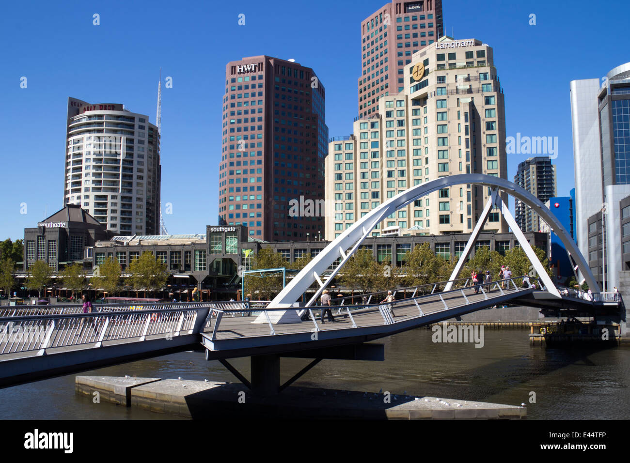 Southgate pedestrian Bridge, Melbourne, Victoria, Australia Stock Photo ...