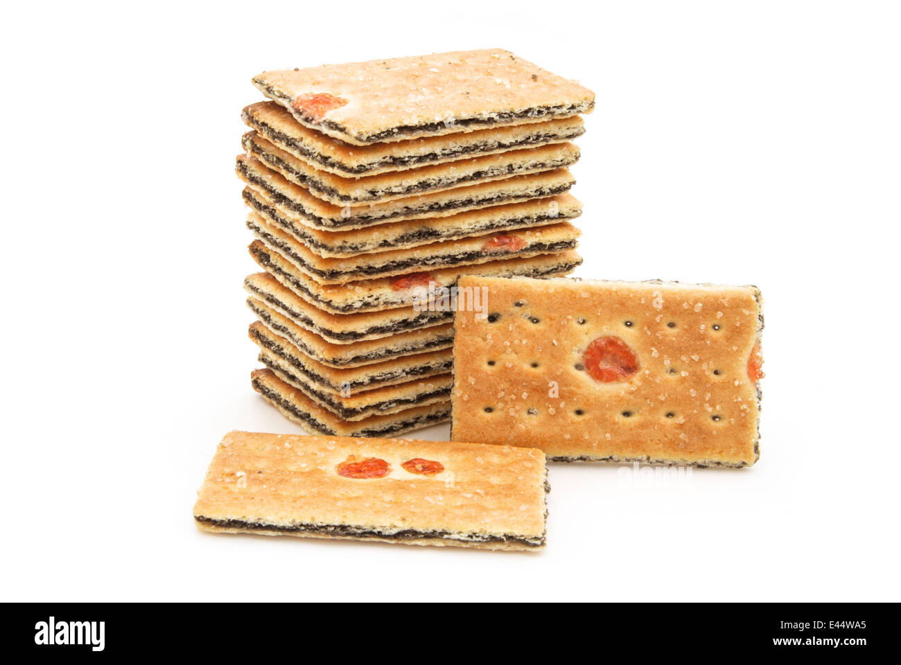 vertical stacked biscuits with grape filling Stock Photo - Alamy