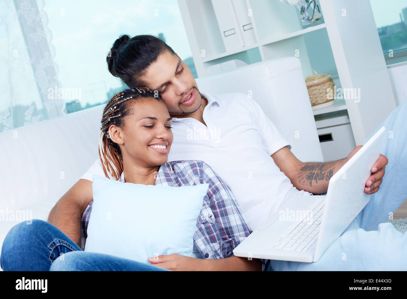 Image of young guy and his girlfriend spending free time together Stock ...