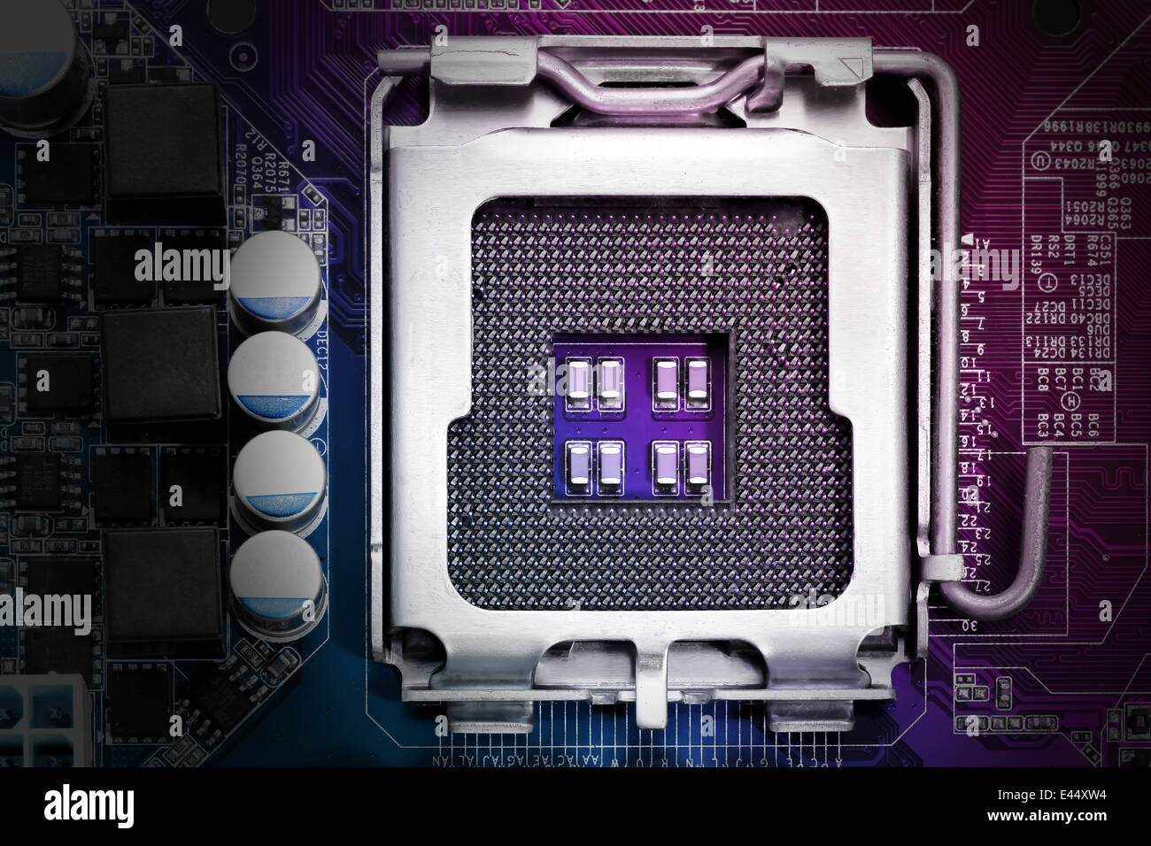 Cpu socket on computer motherboard Stock Photo - Alamy