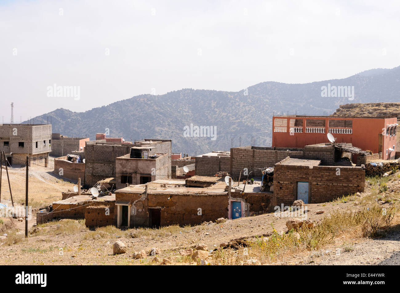 Scenic landscape with a typical Berber Village, at the Atlas Mountains ...