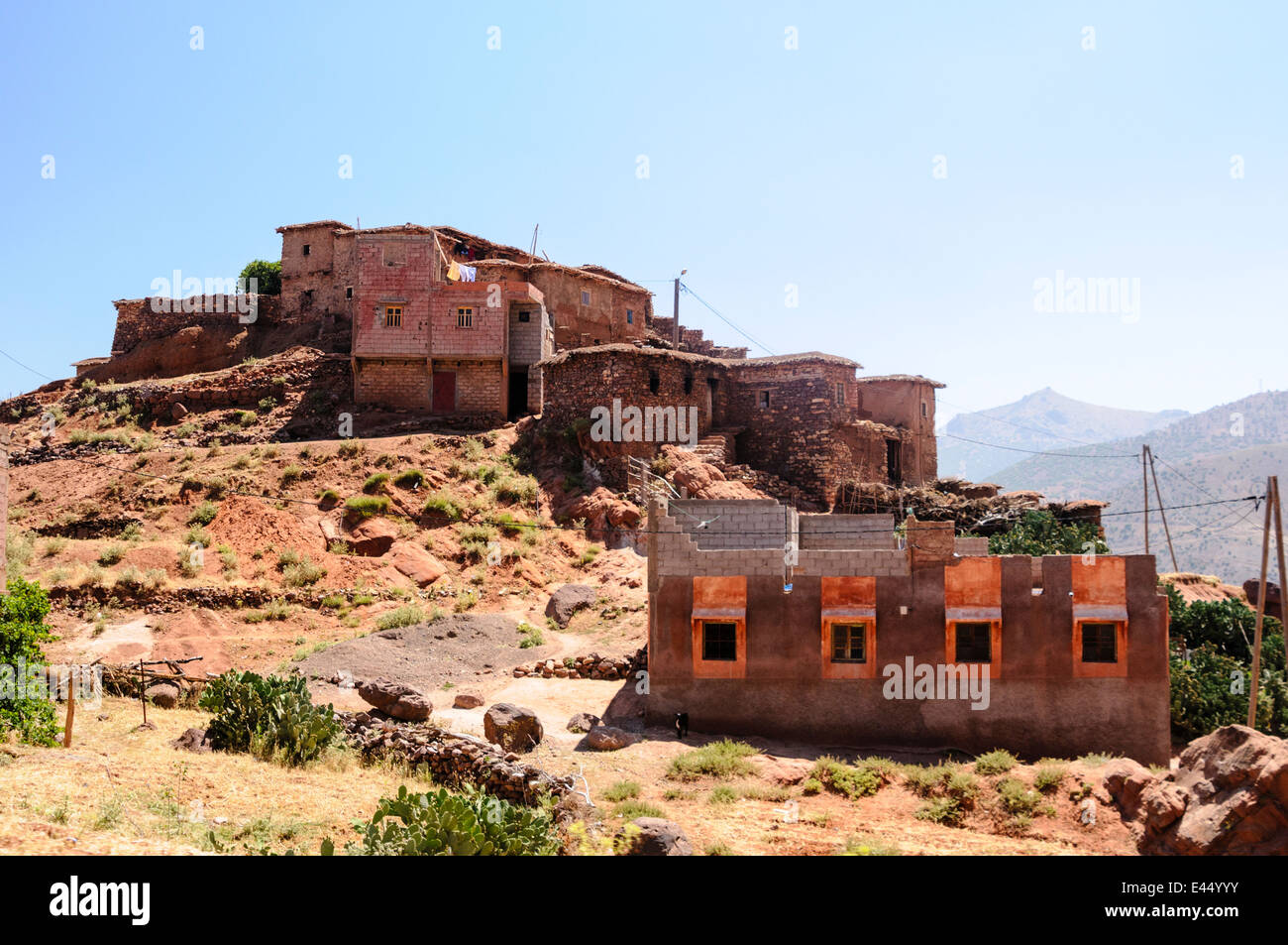 Scenic landscape with a typical Berber Village, at the Atlas Mountains ...