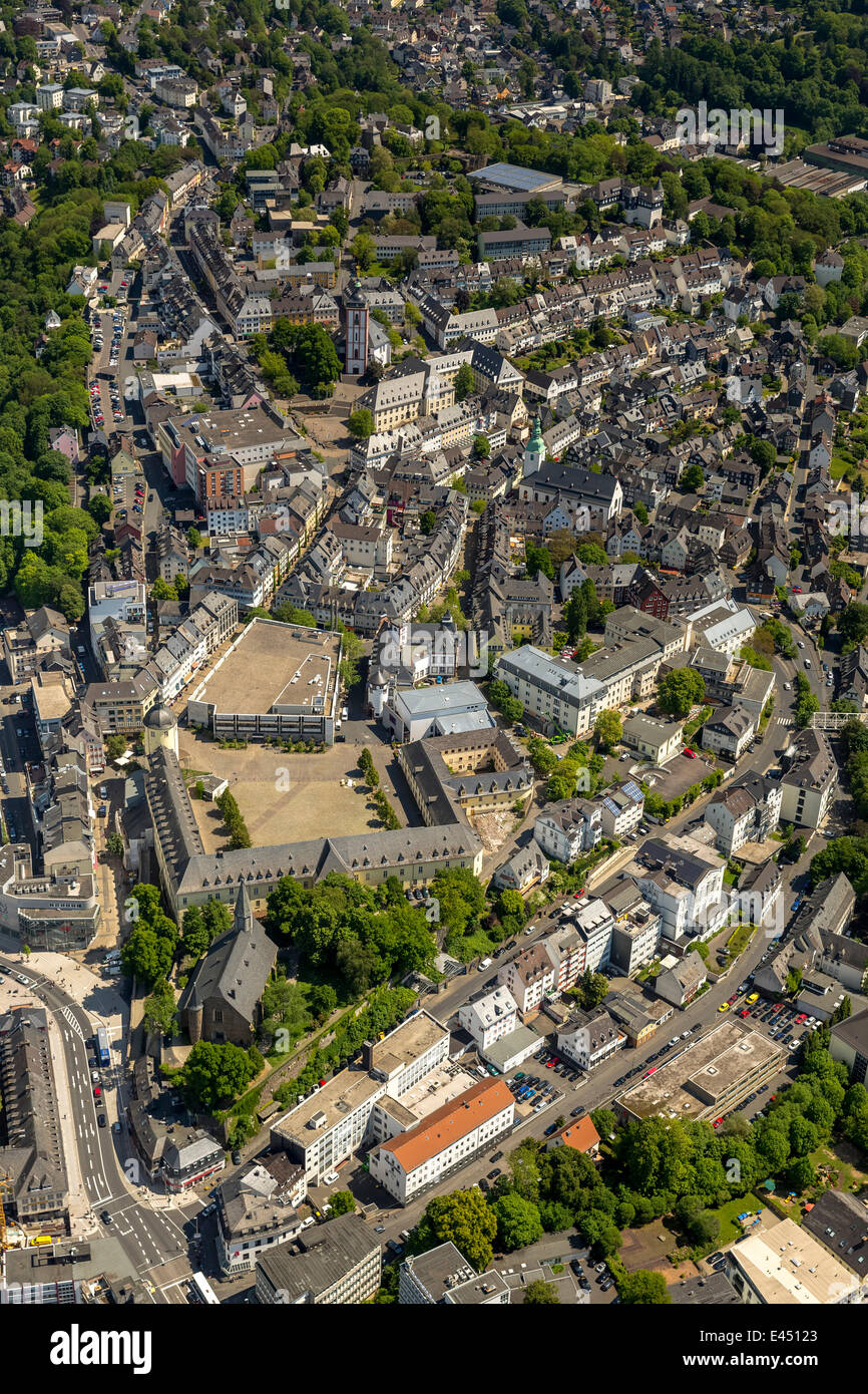 Aerial view, Unteres Schloss, Lower Castle, Dicker Turm or Fat Tower ...
