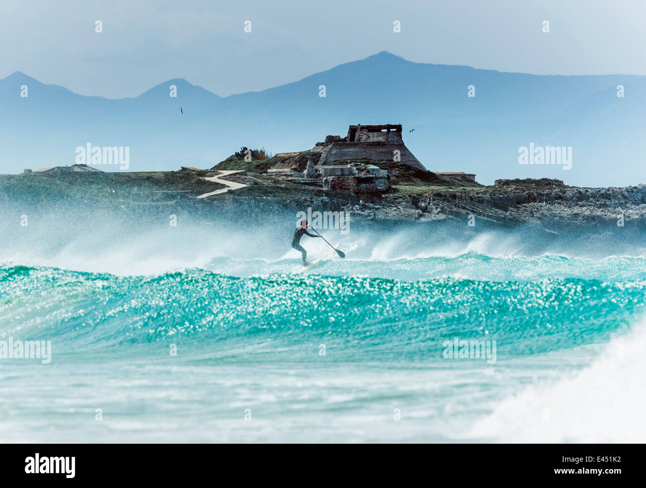 Stand up paddle surf. Tarifa, Cadiz, Andalusia, Spain, Europe Stock ...