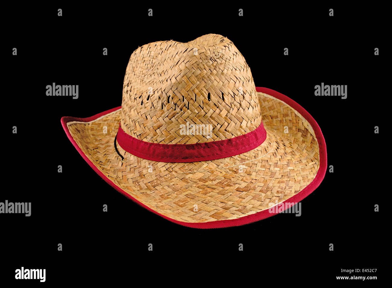 Traditional American Cowboy straw hat isolated on black background ...