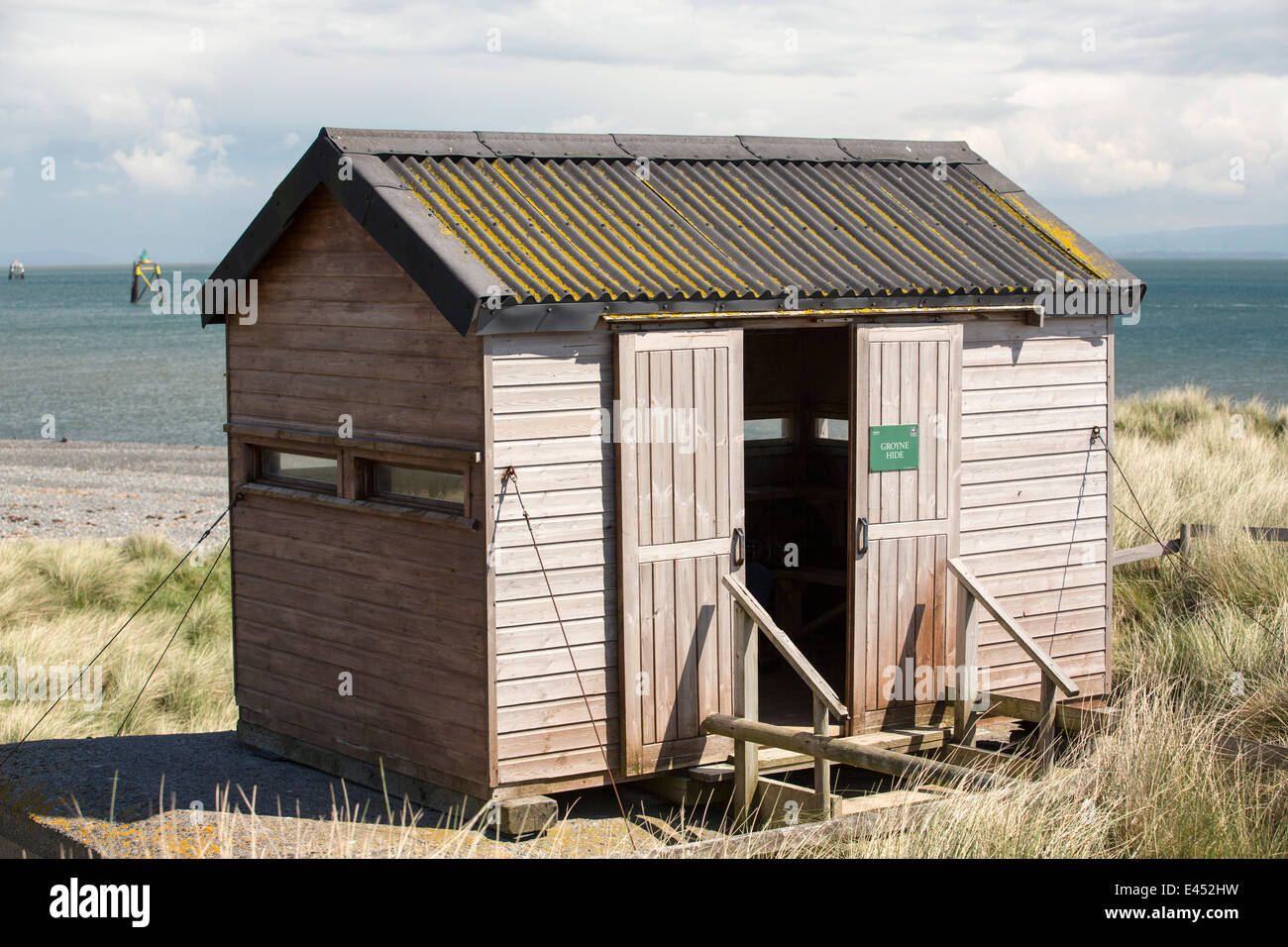 A hide on the southern tip of Walney Island off Barrow in Furness ...