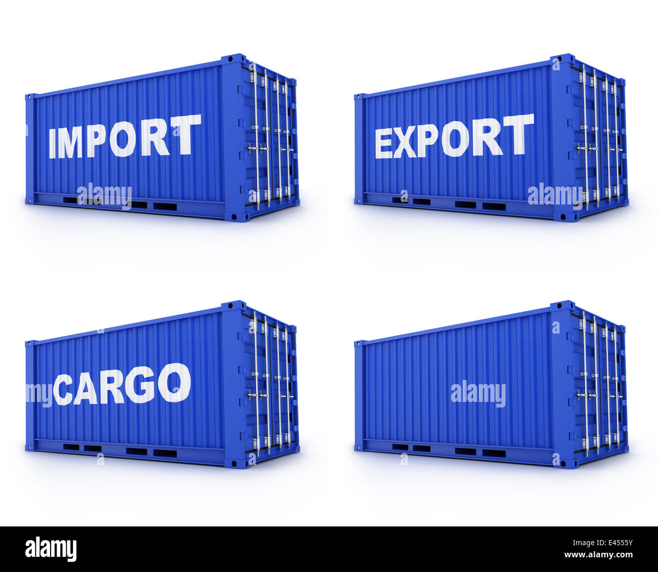 Blue cargo Container on white background (done in 3d Stock Photo - Alamy